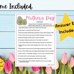 Mothers Day TRIVIA Game Mothers Day Party Game Printable Mothers Day ...