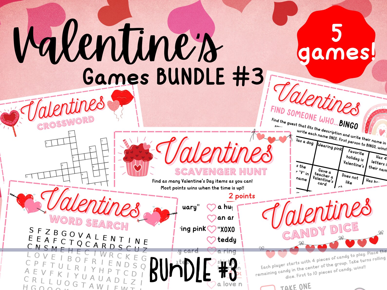 Valentines Day Party Games BUNDLE 5 Game Bundle Printable Valentine ...