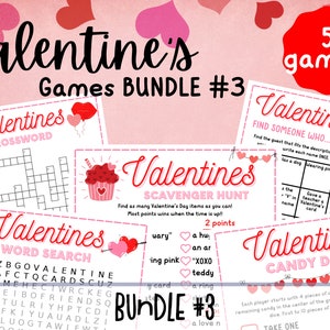 Valentines Day Party Games BUNDLE 5 Game Bundle Printable Valentine ...