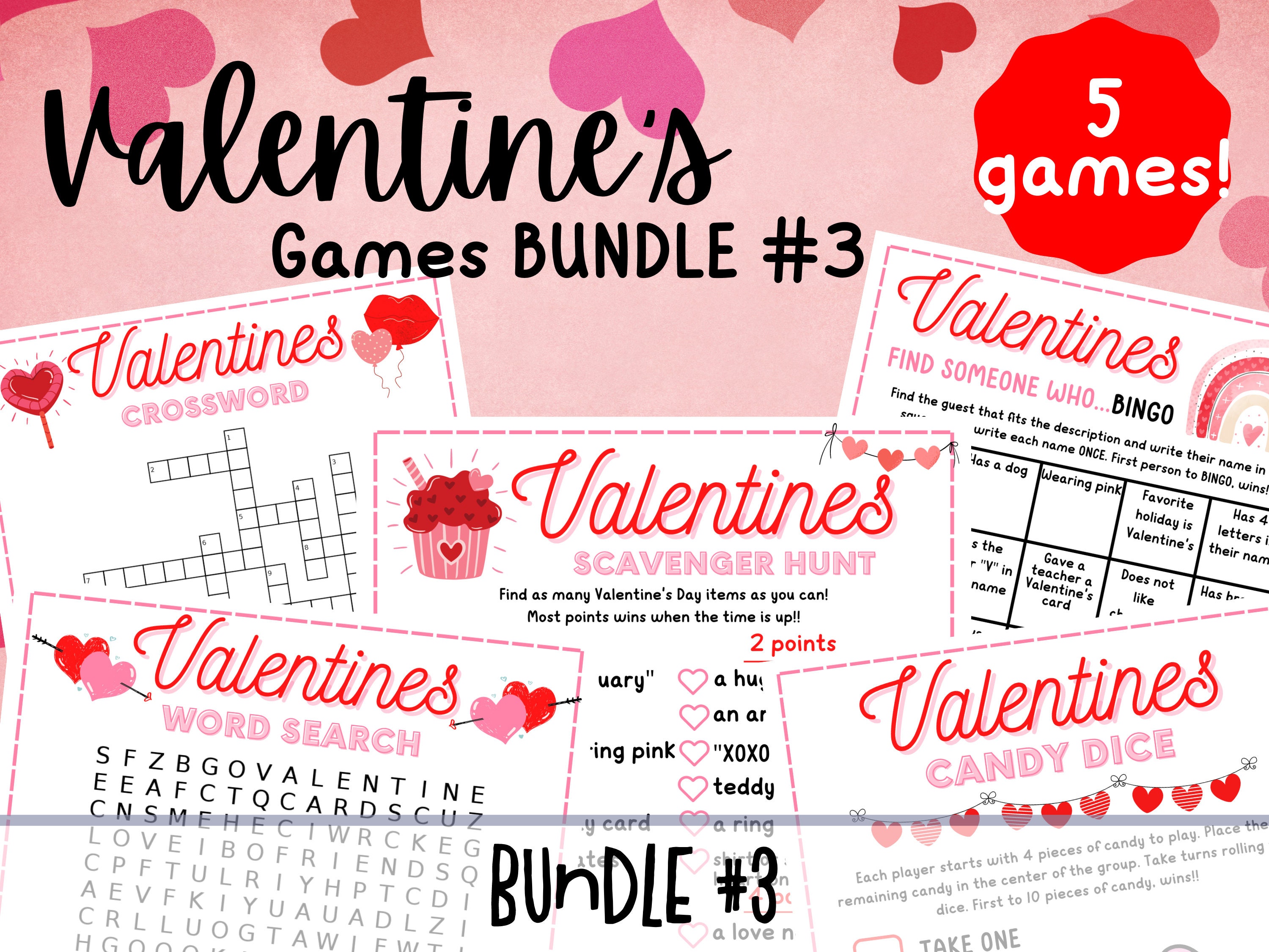 Valentines Day Party Games BUNDLE 5 Game Bundle Printable Valentine ...