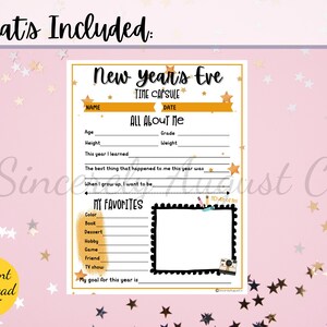 New Years Eve Time Capsule: Kids YEARS IN REVIEW Activity (printable ...