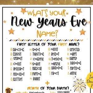 What's Your New Year's Eve Name New Year's Eve Party Game Printable New ...