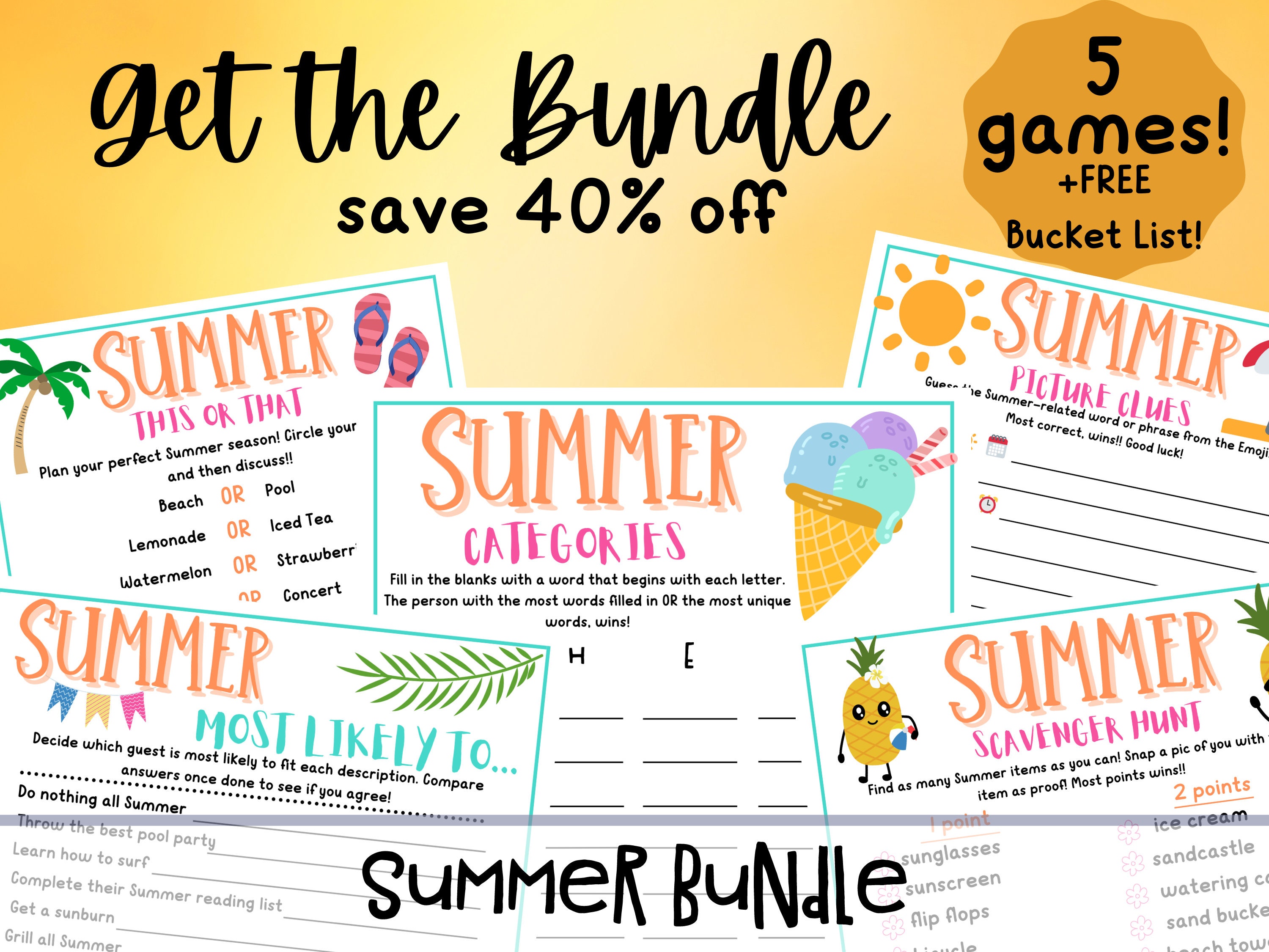 Summer PICTURE CLUES Guessing Game Printable Summer Season Party Game ...