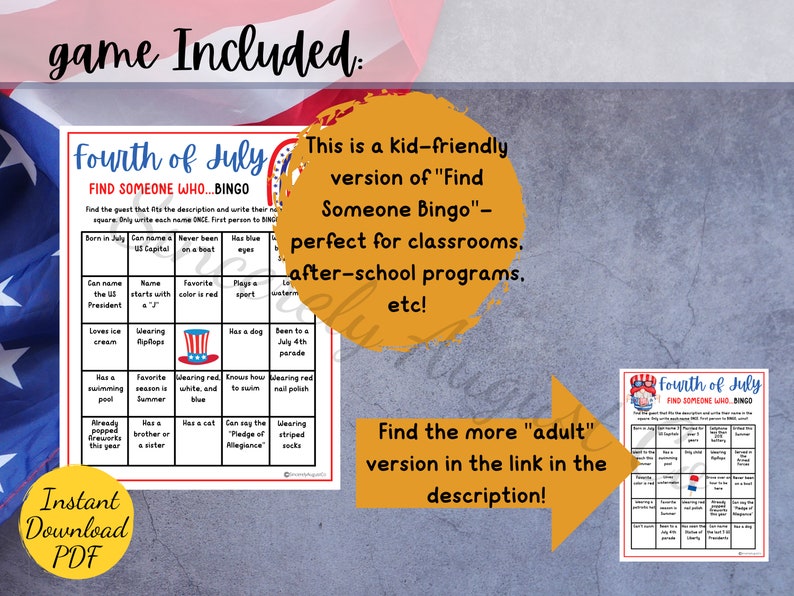 FOURTH of JULY BINGO Game - July 4th Find Someone Who Bingo - July 4th ...
