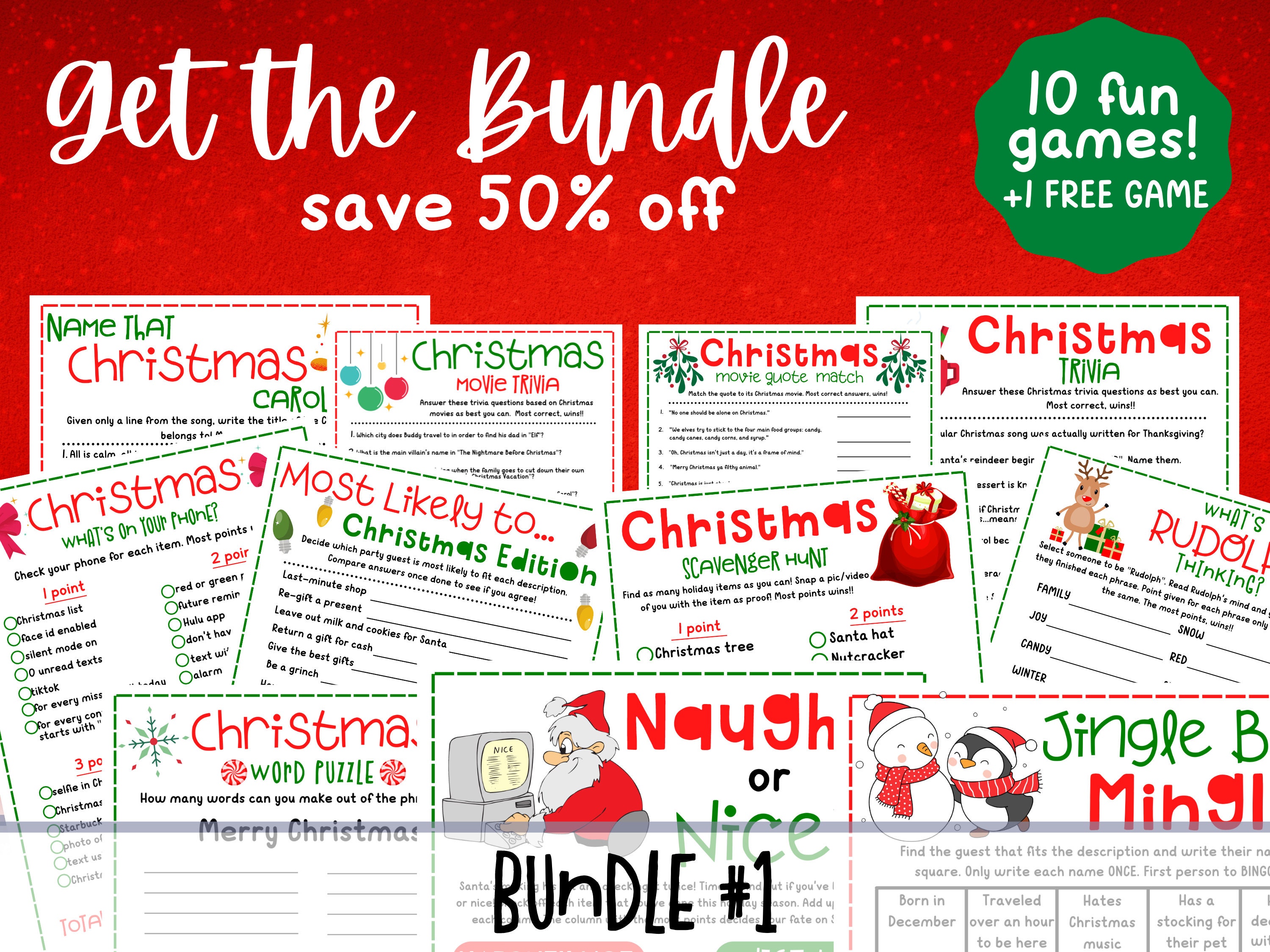 Naughty or Nice Christmas Game Christmas Party Game Printable Christmas ...