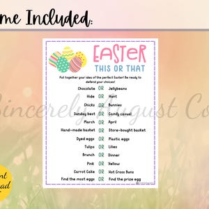 Easter THIS OR THAT Game - Easter Would You Rather - Easter Party Game ...