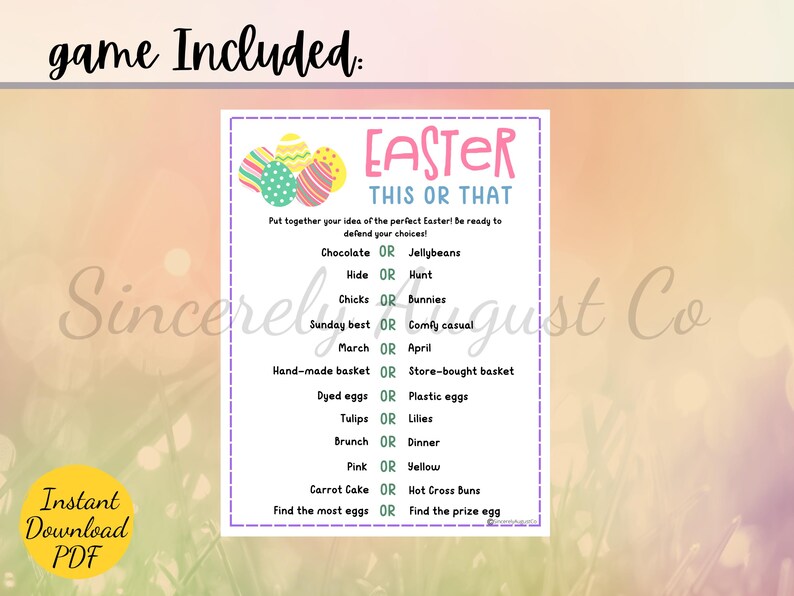 Easter THIS OR THAT Game - Easter Would You Rather - Easter Party Game ...
