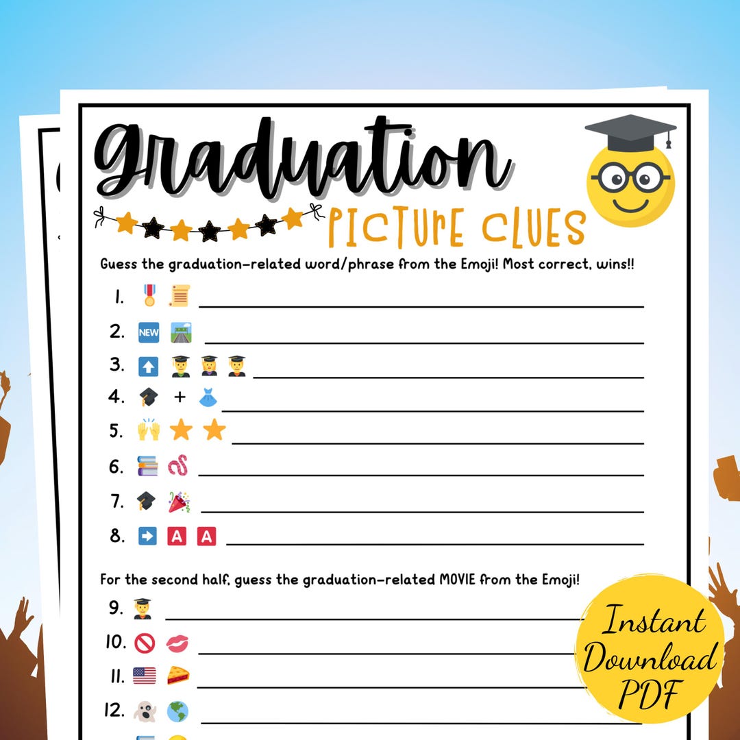 PICTURE CLUES Graduation Game - Graduation Party Game - High School ...