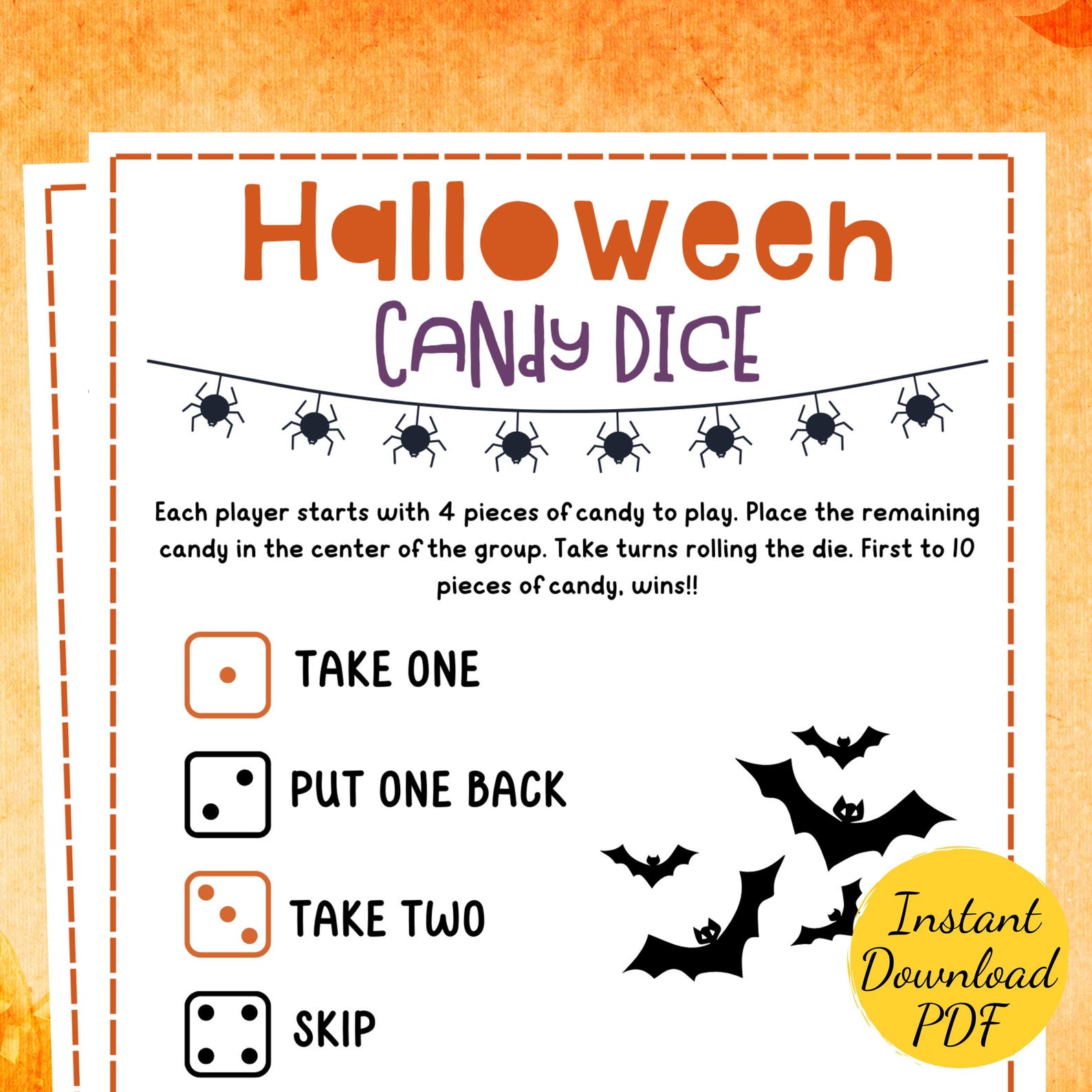 Halloween CANDY DICE Game - Halloween Pass the Candy Game - Halloween ...