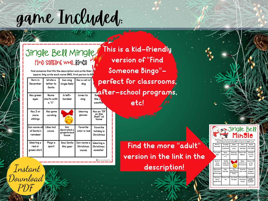 Christmas BINGO Game Christmas Find the Guest BINGO Christmas Party ...