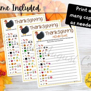 Thanksgiving PICTURE CLUES Game: Printable Emoji Pictionary (PDF) - Etsy