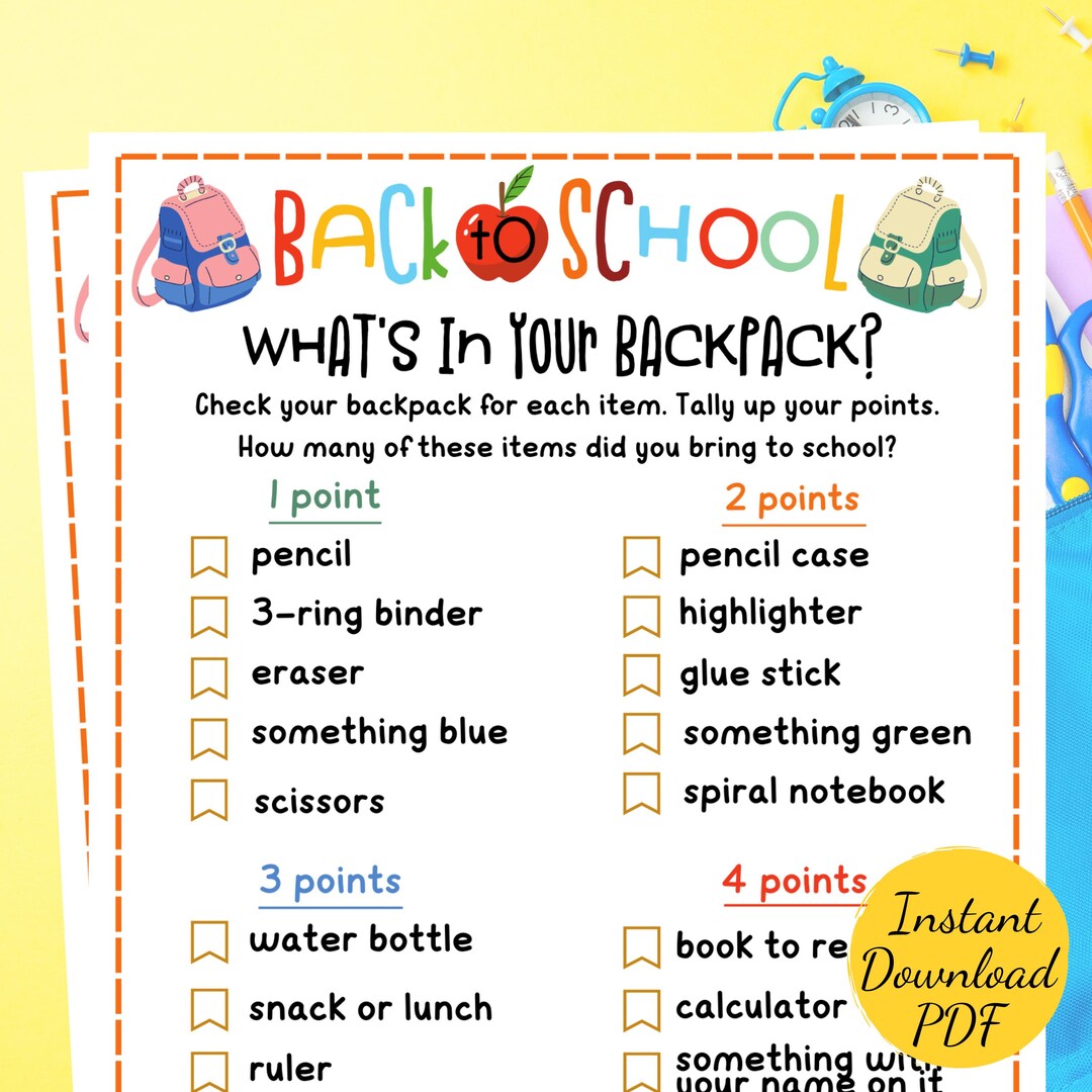 WHAT'S in YOUR BACKPACK Game - Back to School Game - First Day of ...