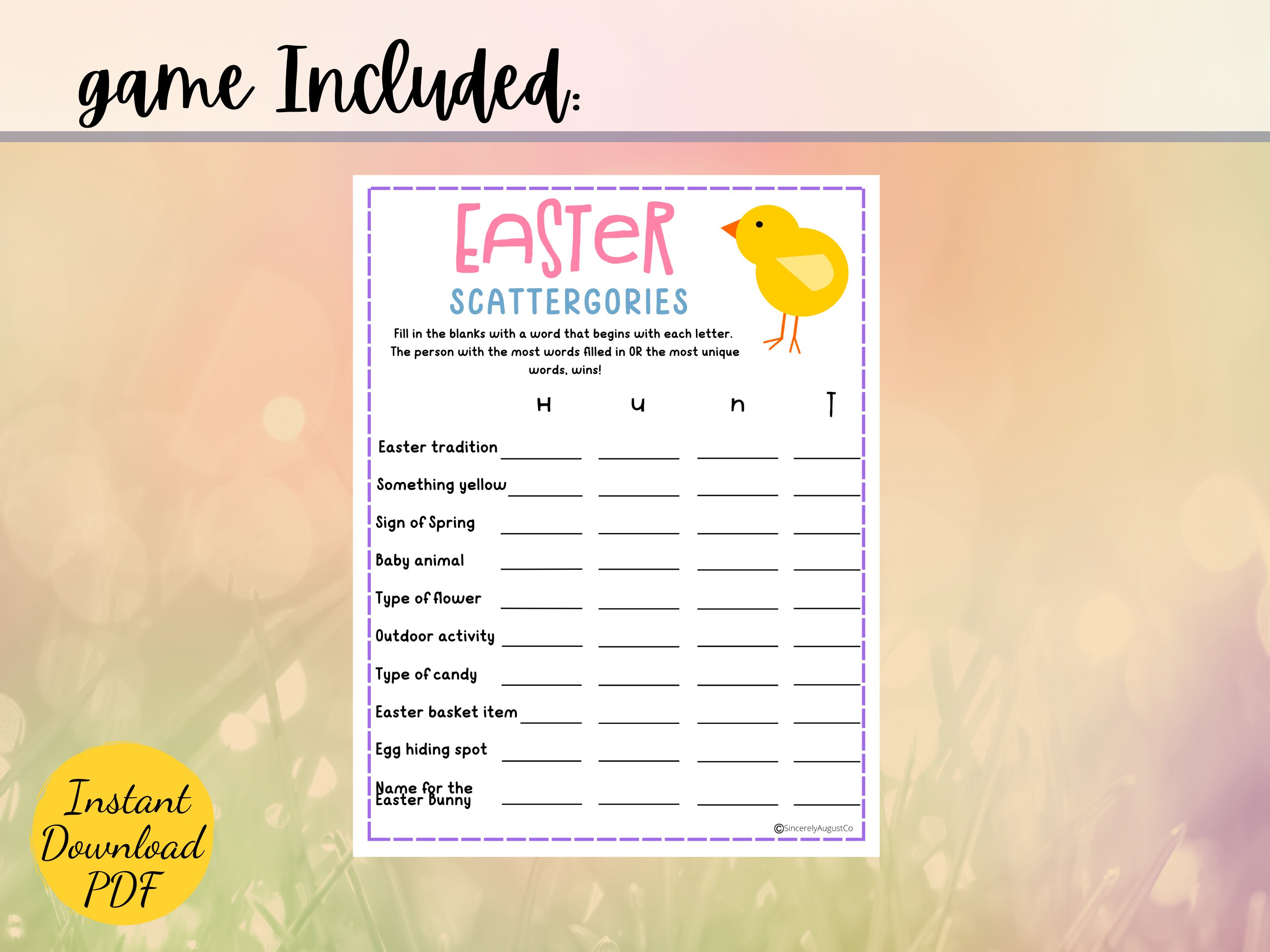 Easter SCATTERGORIES Game Easter Party Game Printable Easter ...