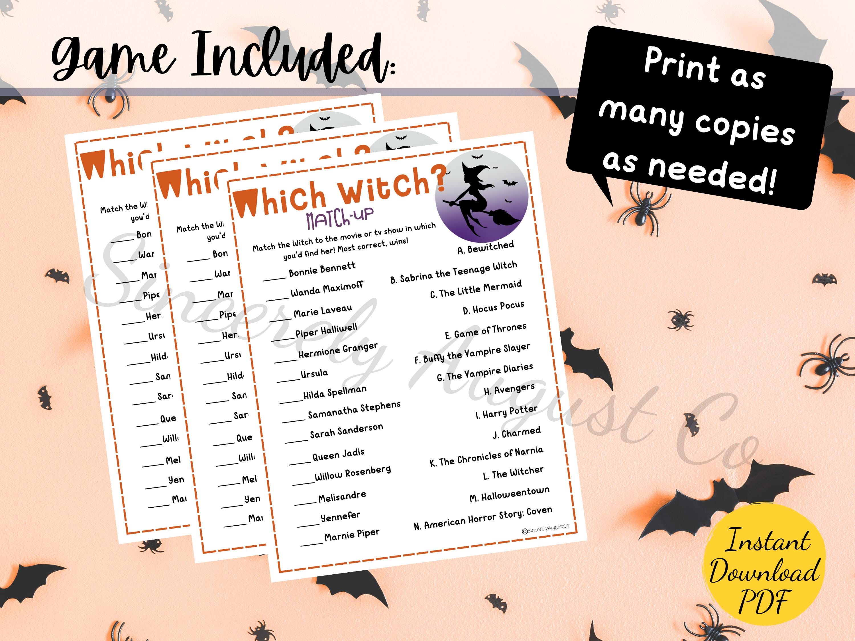 Halloween WHICH WITCH Match Game: Printable Party Activity (PDF) - Etsy