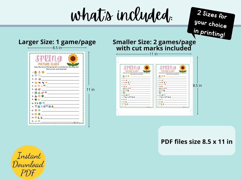 Spring PICTURE CLUES Guessing Game Printable Spring Season Party Game ...