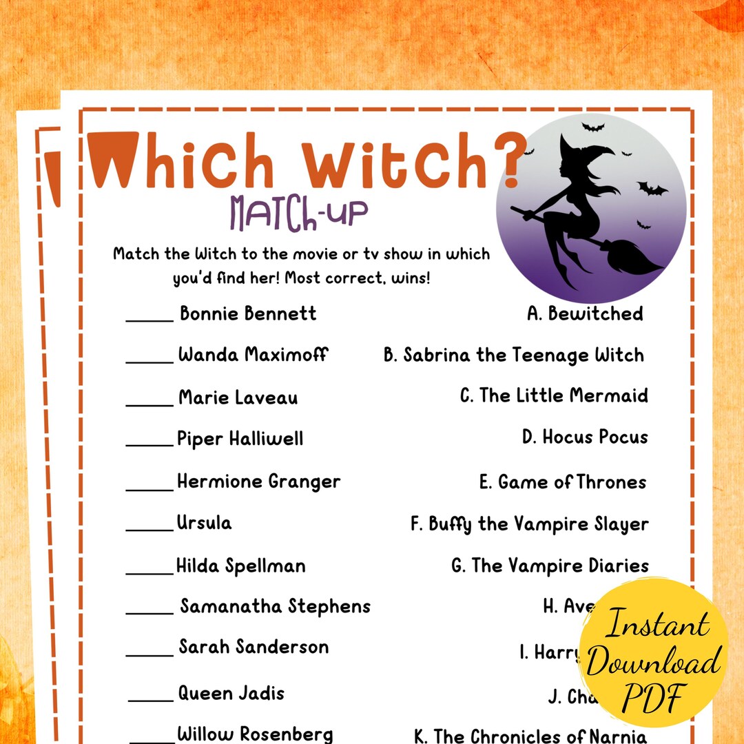 Halloween WHICH WITCH Match Game: Printable Party Activity (PDF) - Etsy