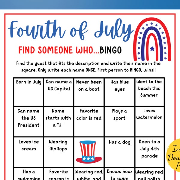 4th of July Bingo - Etsy