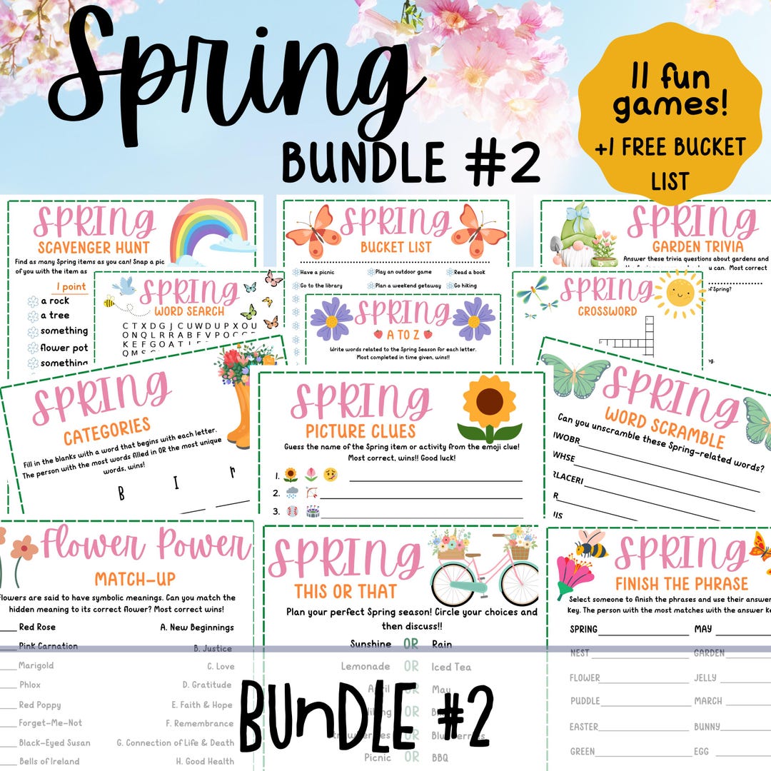 Spring Games BUNDLE #2: Printable Party Games (digital Download) - Etsy