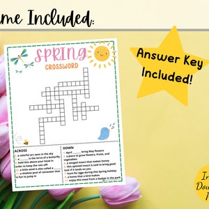 Spring WORD SEARCH Spring CROSSWORD Printable Spring Season Party Game ...