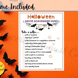 Halloween SELFIE SCAVENGER HUNT Game: Printable Party Activity (digital ...