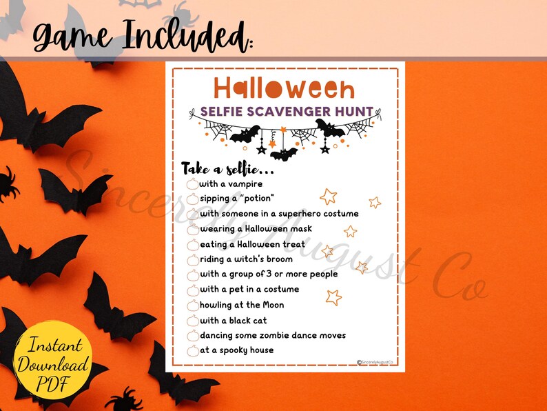 Halloween SELFIE SCAVENGER HUNT Game: Printable Party Activity (digital ...