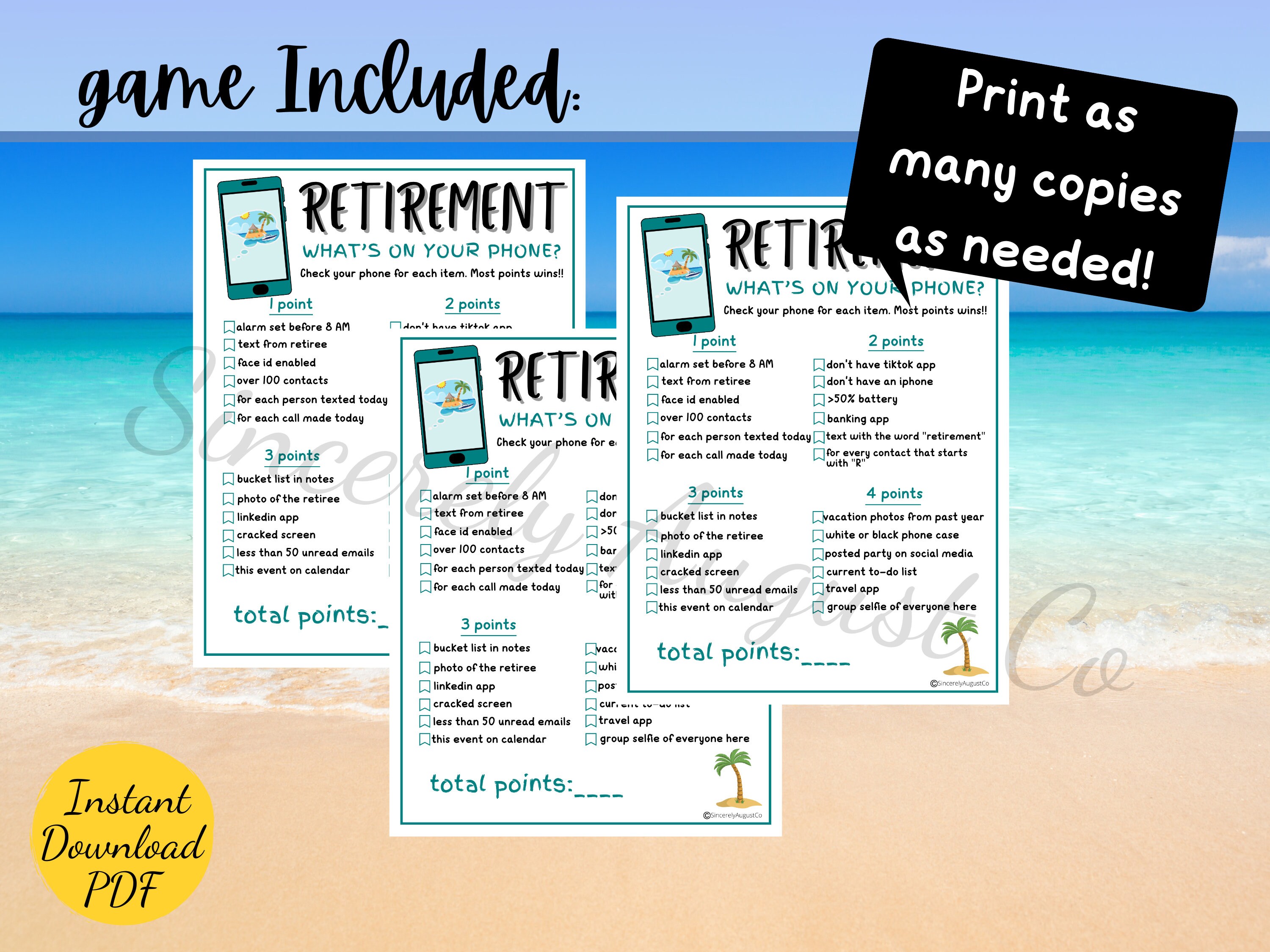 Retirement 'what's on Your Phone' Game: Printable Party Game (PDF) - Etsy