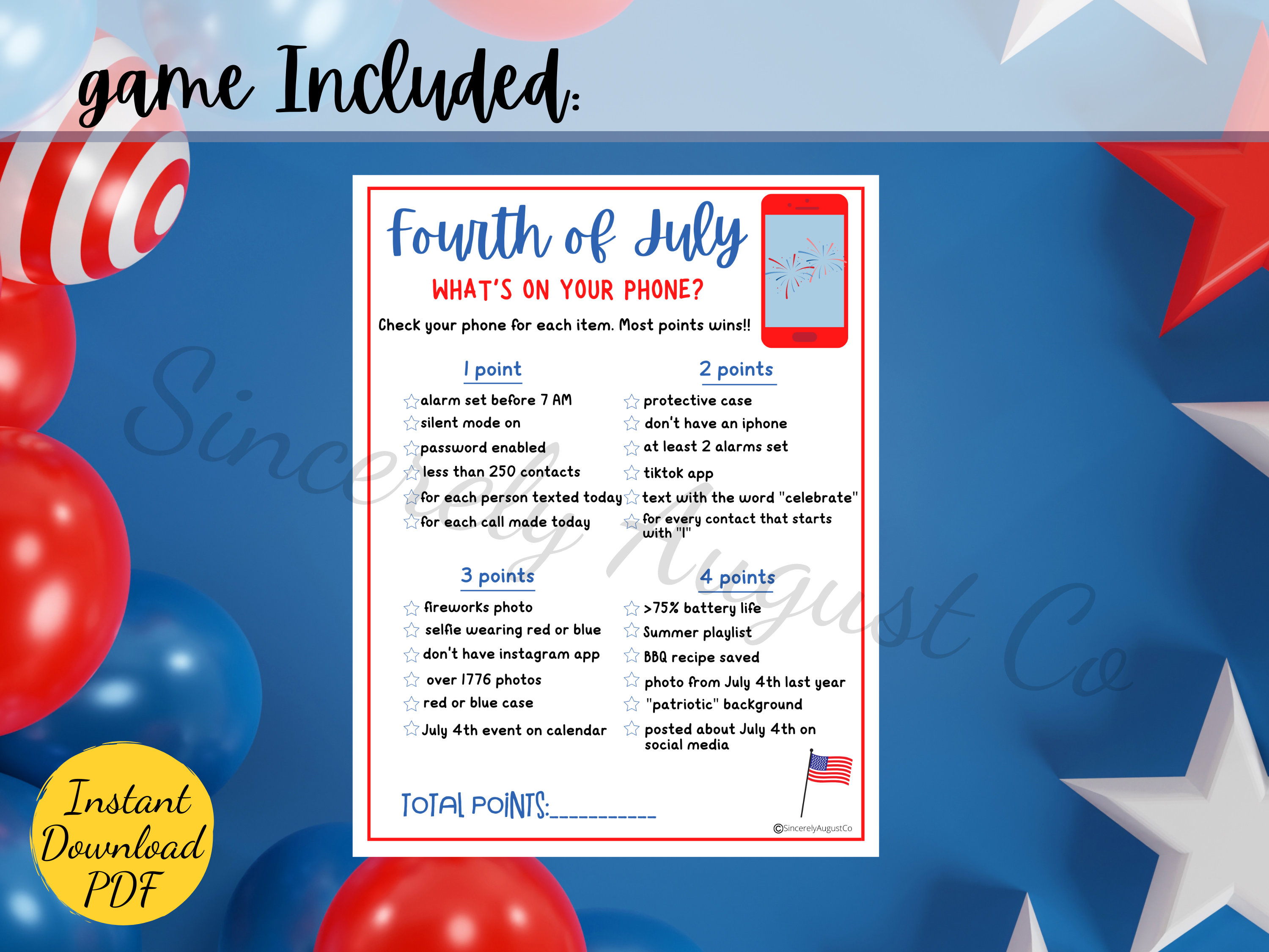 Fourth of July 'what's on Your Phone' Party Game (printable) - Etsy