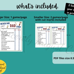 NEVER Has DAD EVER Game - Fathers Day Party Game - Printable Baby ...