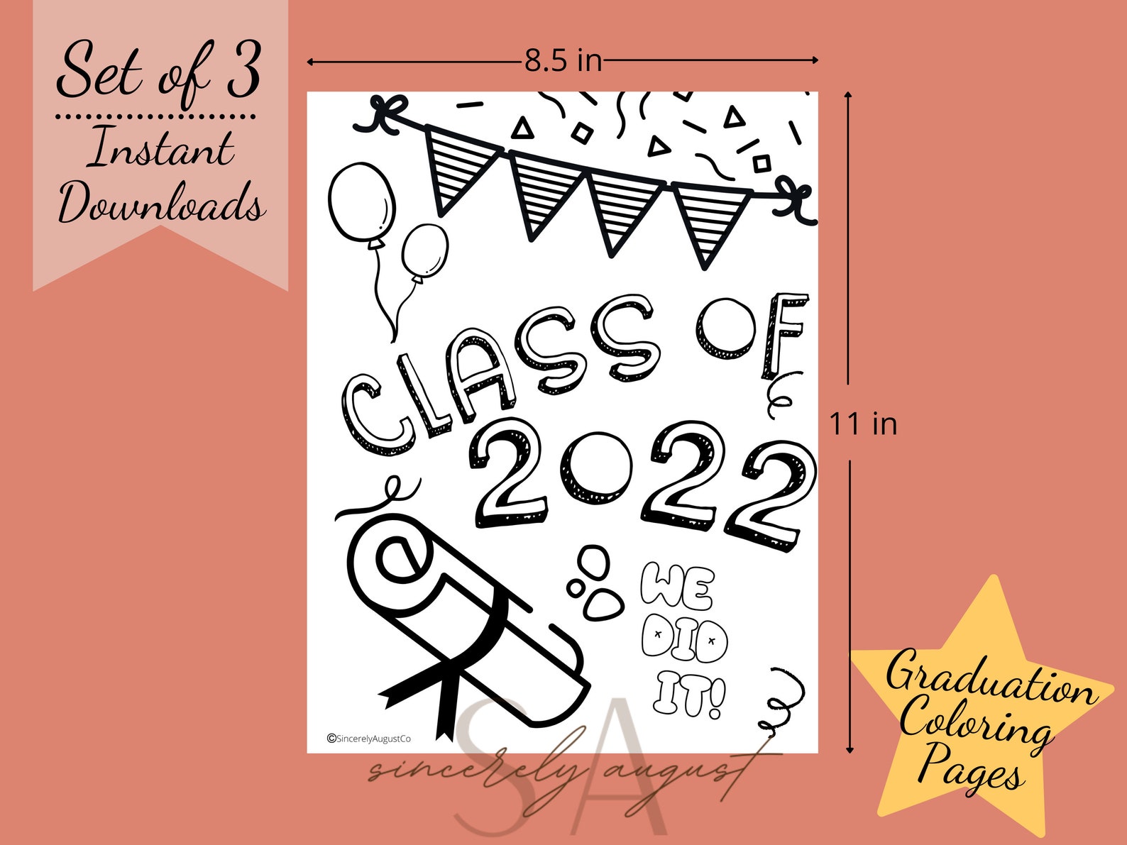 Graduation Coloring Pages Printable Graduation Party - Etsy