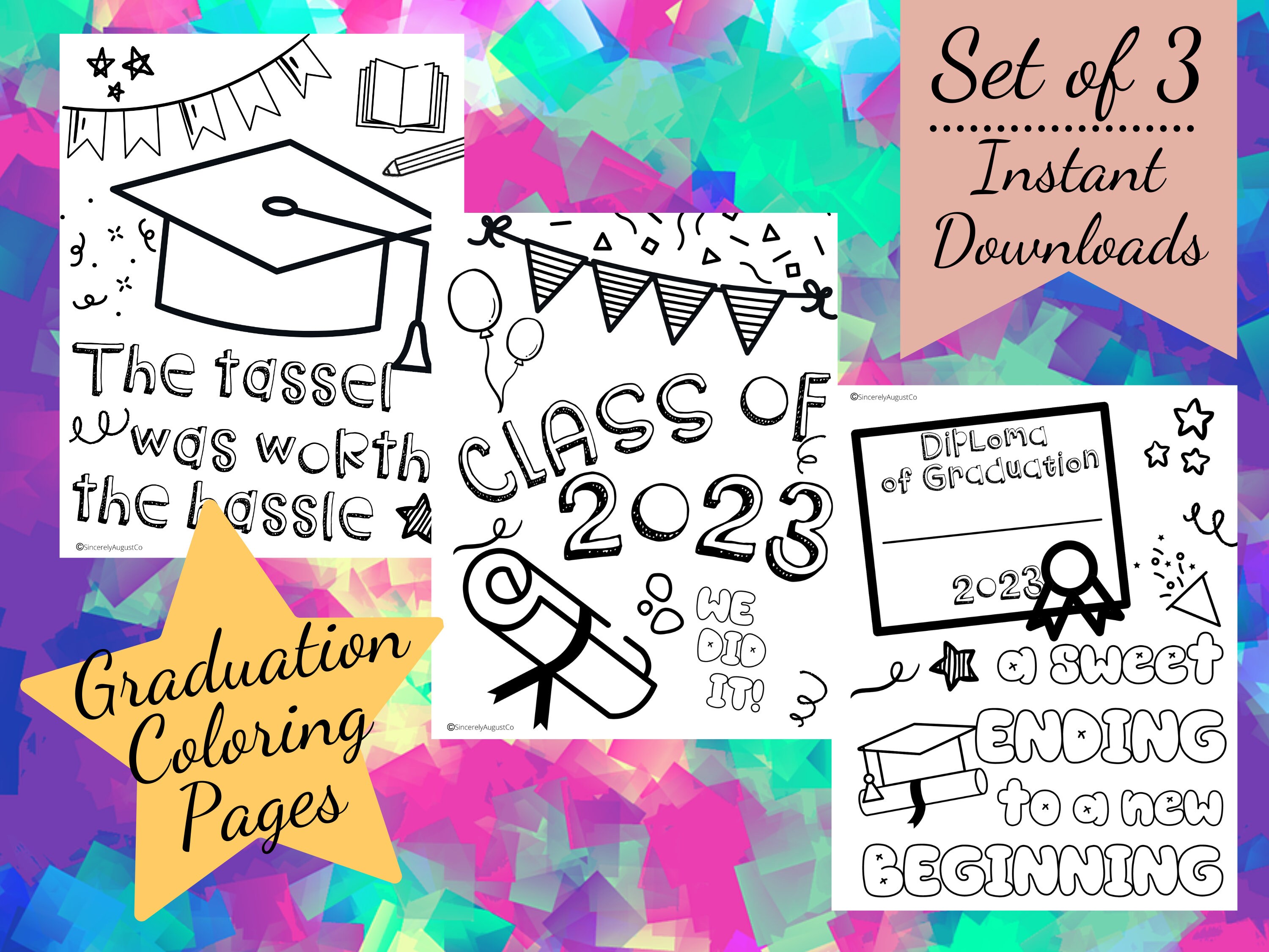 GRADUATION COLORING Pages Printable Graduation Party - Etsy