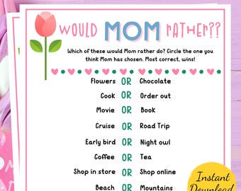 Mothers Day CATEGORIES Game - Mothers Day Party Game - Printable ...