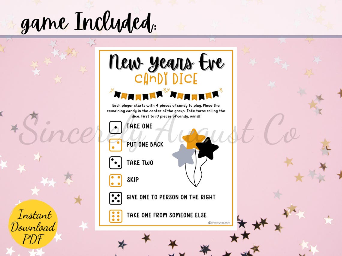 New Years Eve CANDY DICE Game - New Years Eve Party Game - Printable ...