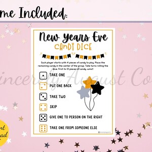 New Years Eve CANDY DICE Game New Years Eve Party Game Printable New ...