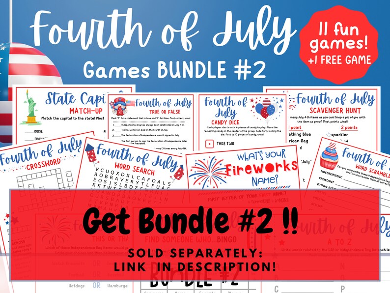 Fourth of July Games BUNDLE 5 Game Bundle Printable July - Etsy