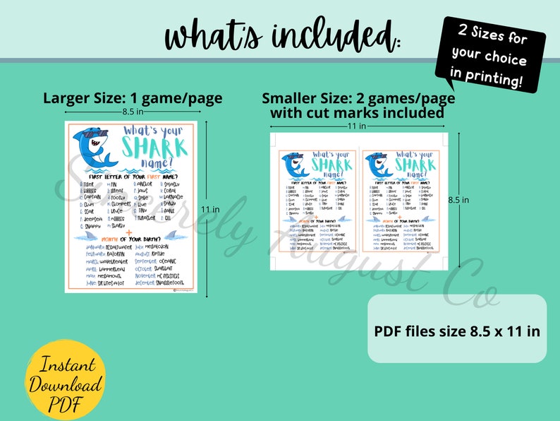 What's Your SHARK NAME? - Printable Summer and Beach Party Game - Shark ...