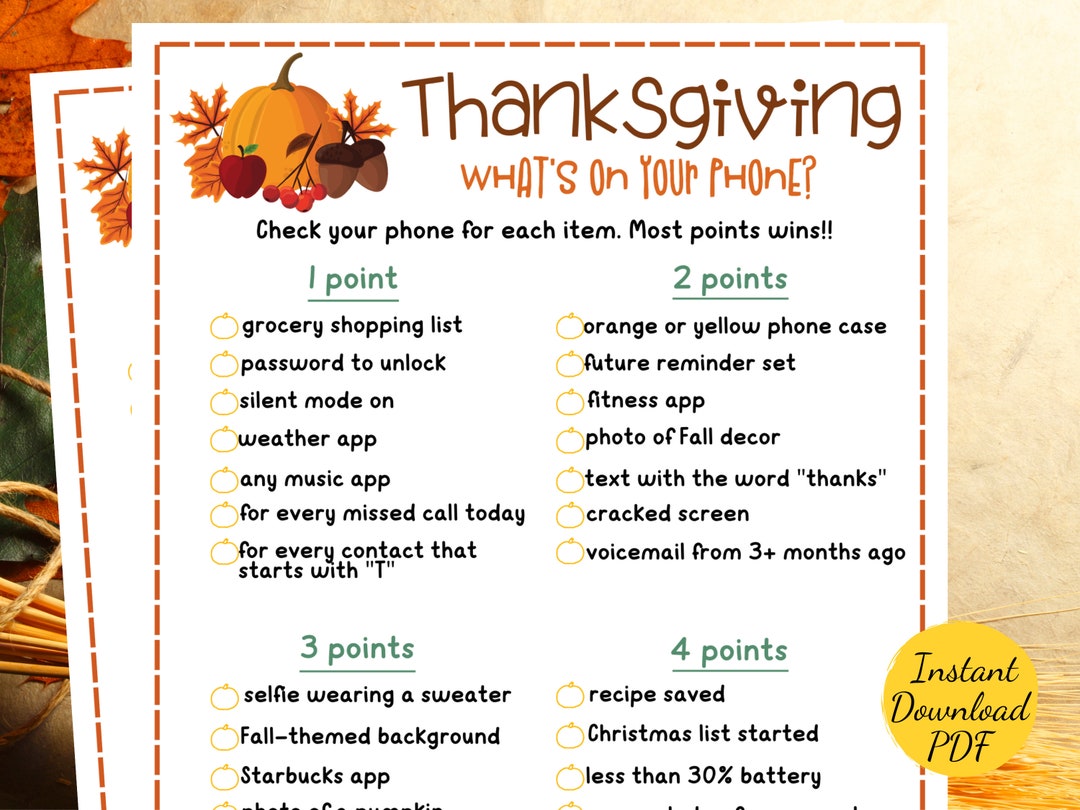 Thanksgiving WHAT'S on YOUR PHONE Thanksgiving Party - Etsy