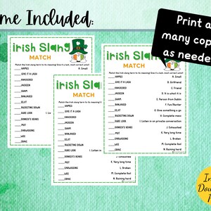 St. Patrick's Day IRISH SLANG MATCH Game St. Patrick's Day Party Game ...