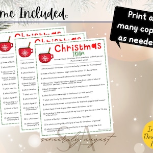 Christmas Trivia Christmas Party Game Printable Christmas Party ...