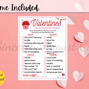 Valentines Day SCAVENGER HUNT - Valentines Day Party Game - Printable ...