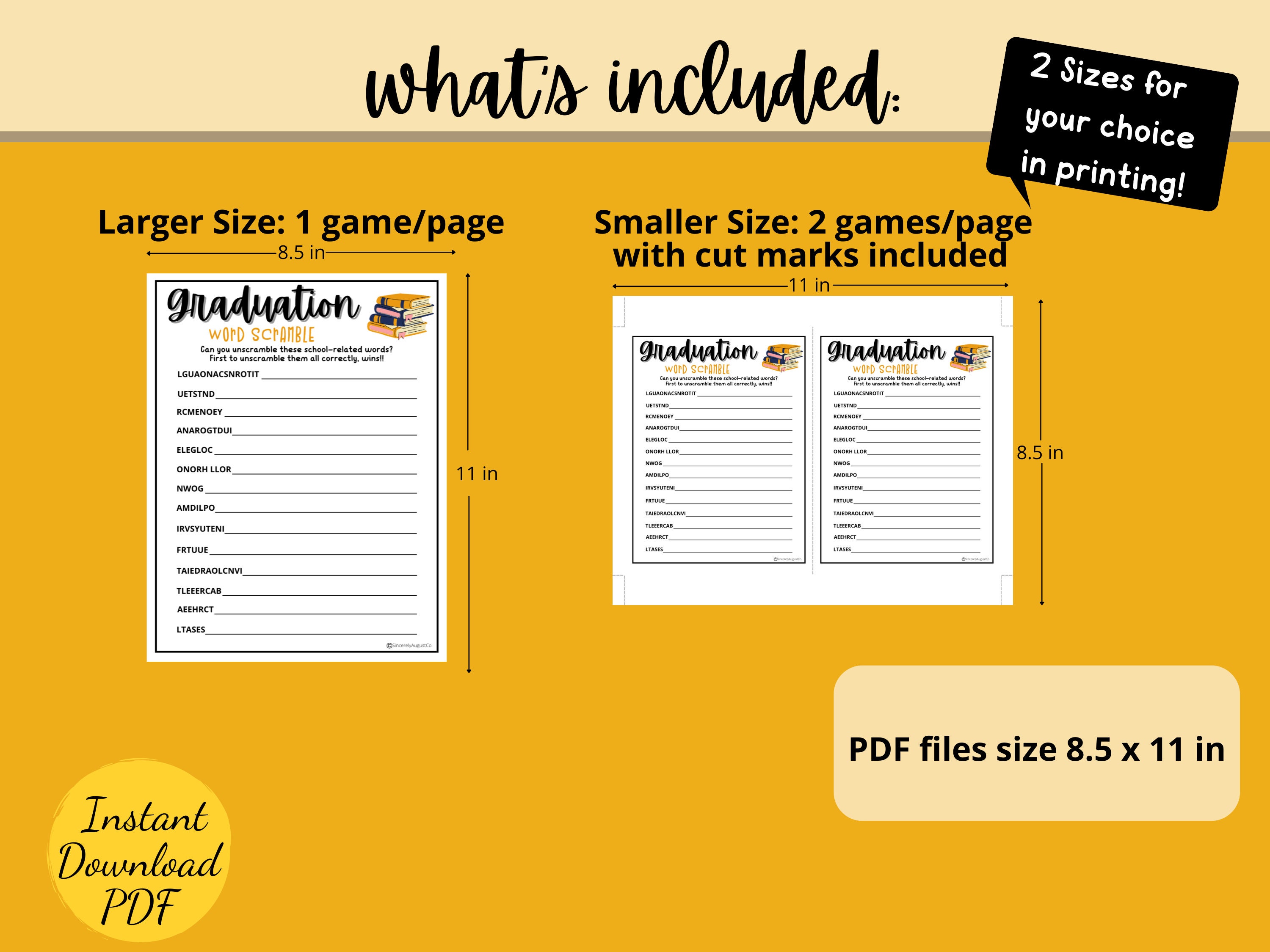 Graduation WORD SCRAMBLE Graduation Party Game High School Graduation ...