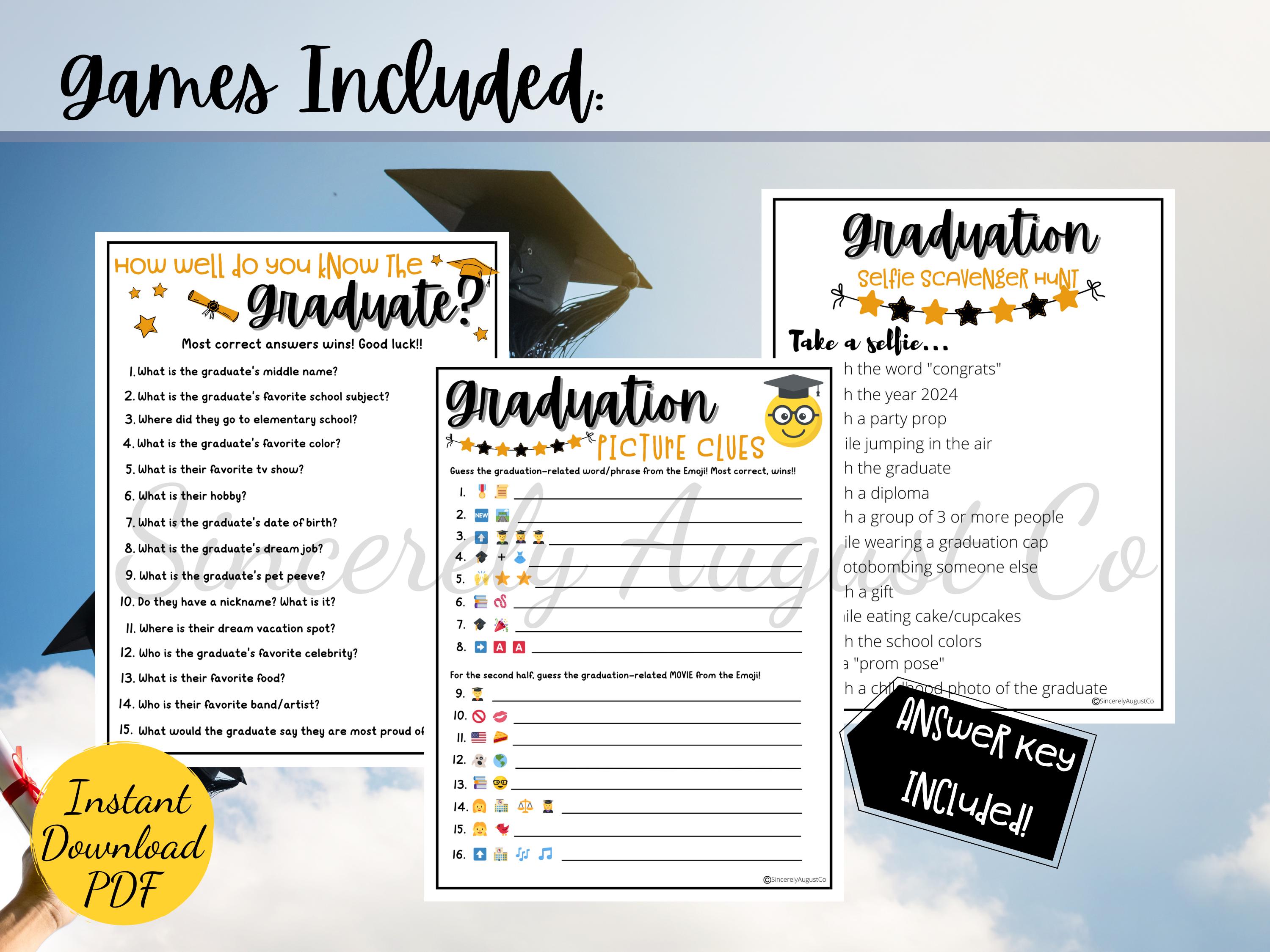 Graduation Party Games BUNDLE Printable Graduation Party Activities ...