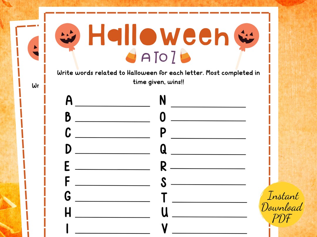 A TO Z Halloween Party Game Printable Halloween Party - Etsy
