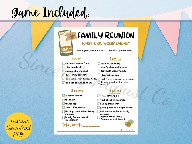 Family Reunion ‘what’s on Your Phone?’ Scavenger Hunt Game (printable ...