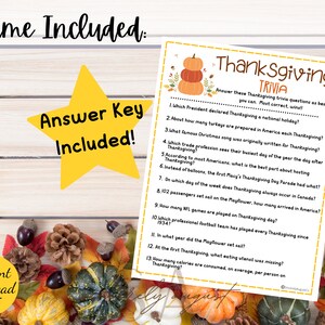 Thanksgiving Trivia Thanksgiving Party Game Printable - Etsy