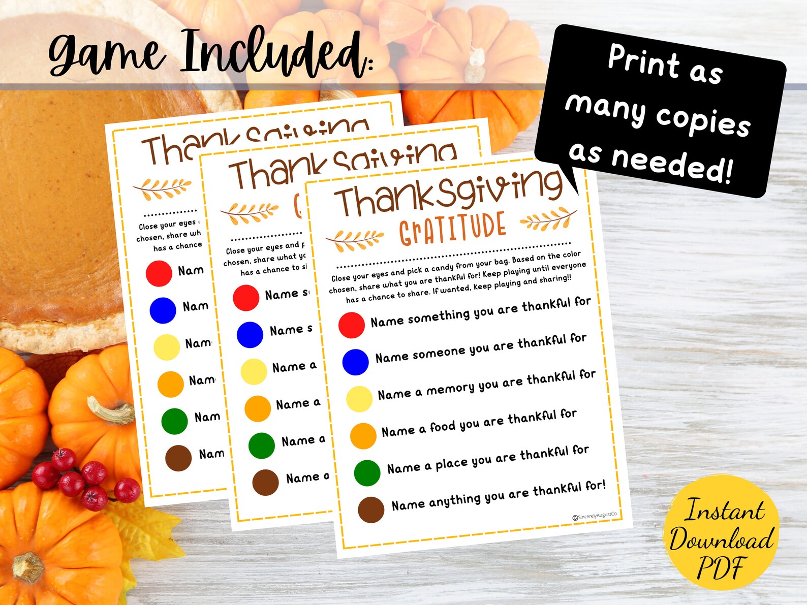 Thanksgiving GRATITUDE GAME Thanksgiving Candy Game - Etsy