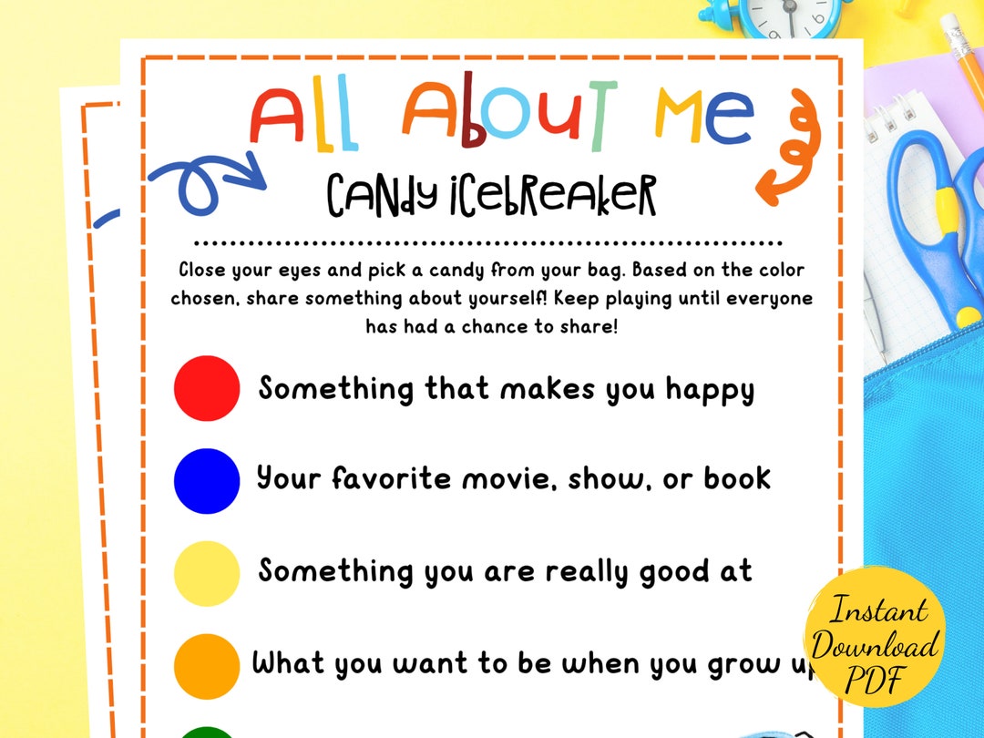 CANDY ICEBREAKER All About Me Game Back to School Game First Day of ...