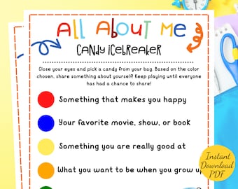 All About Me Rainbow Activity Back to School Icebreaker Game Worksheet ...