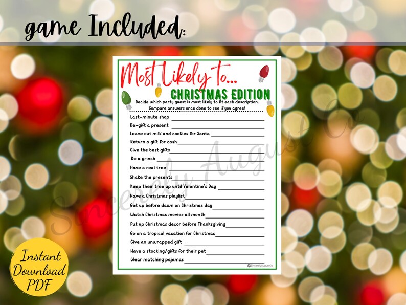 MOST LIKELY TO Christmas Game: Printable Holiday Party Activity ...