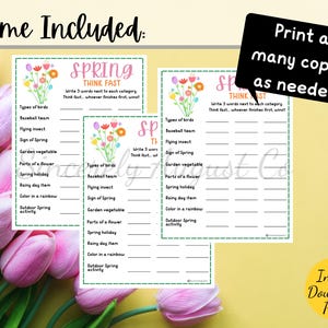 Spring Season THINK FAST Game - Printable Spring Party Games - Fun ...