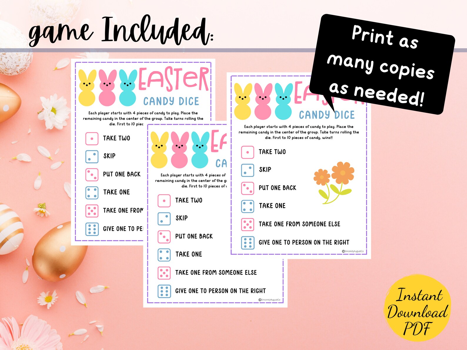 Easter CANDY DICE Game Easter Party Game Printable Easter Celebration ...